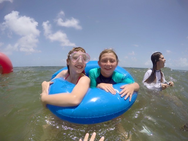 girls intertube - Camp Live Oak